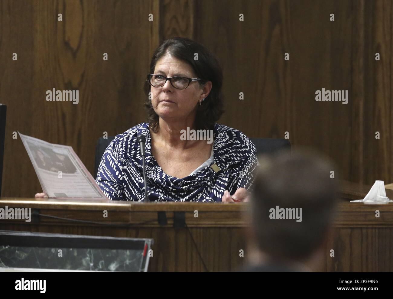 Jodi Routh, right, mother of former Marine Cpl. Eddie Ray Routh, pauses ...