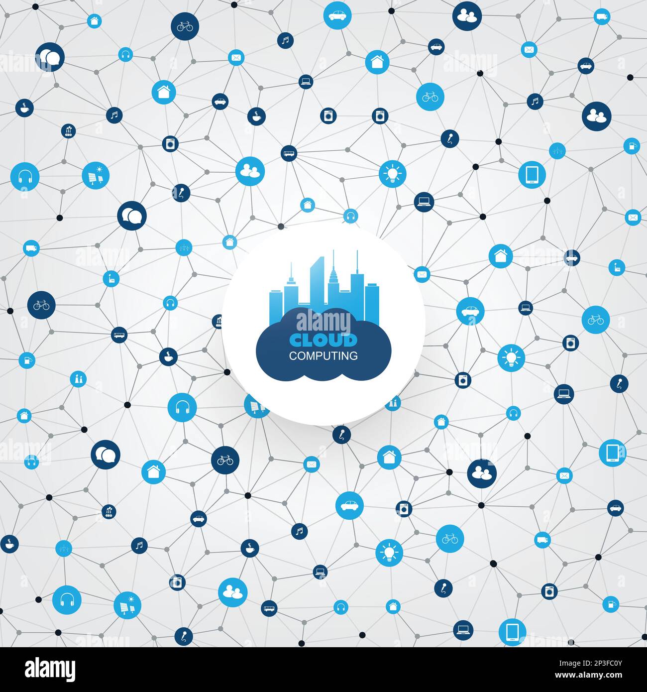 Cloud Computing Design Concept With Mesh Connected Icons Representing