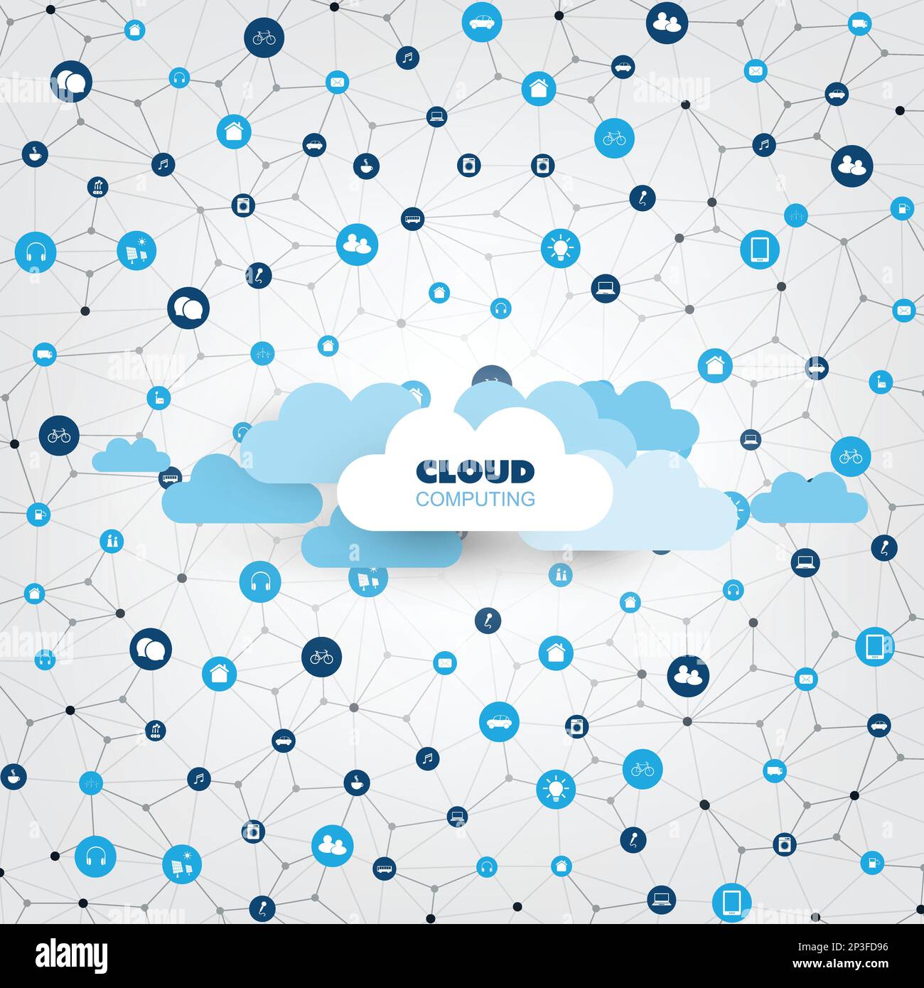 Cloud Computing Design Concept With Connected Icons Representing