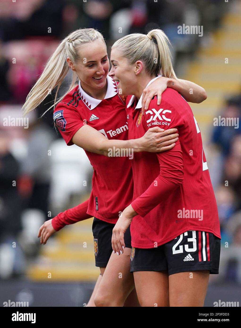 Manchester United's Alessia Russo (right) celebrates with her team mate ...