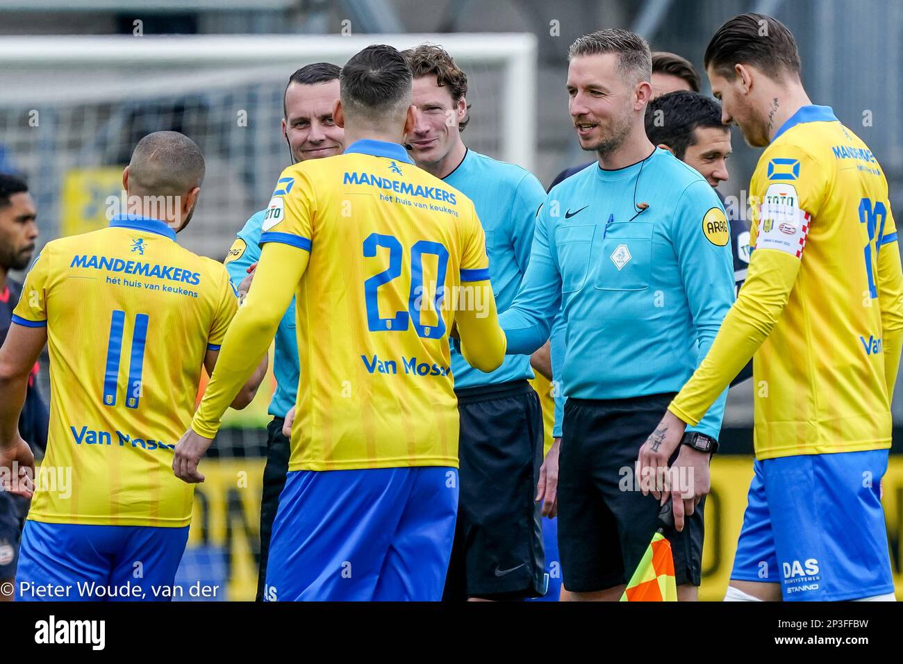 WAALWIJK, NETHERLANDS - MARCH 5: Iliass Bel Hassani of RKC Waalwijk, assistant referee Yorick ...