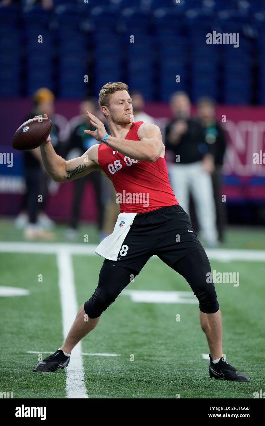 Kentucky quarterback Will Levis runs a drill at the NFL football ...