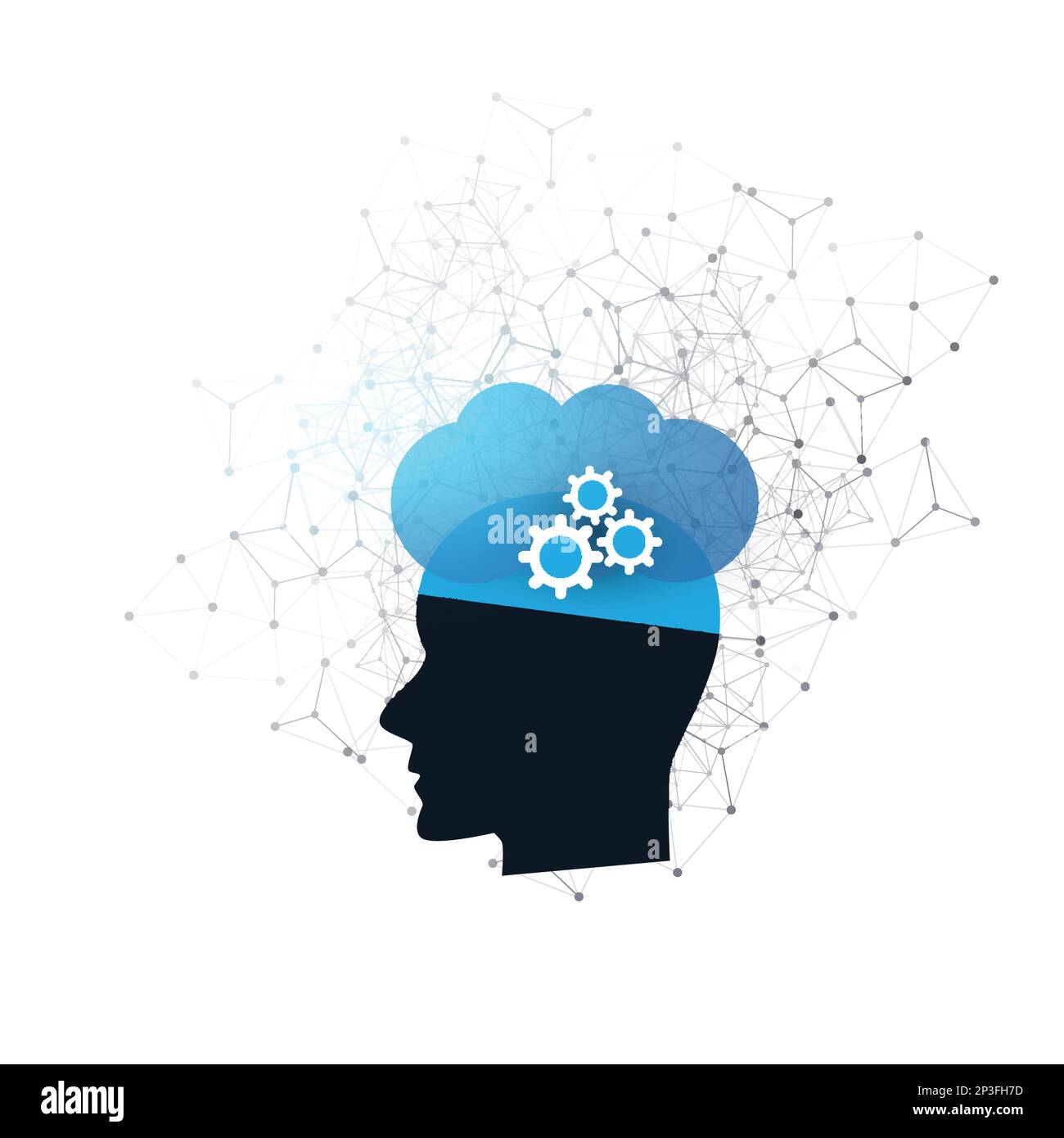 Machine learning, artificial intelligence. Cloud computing and networking design concept with ...