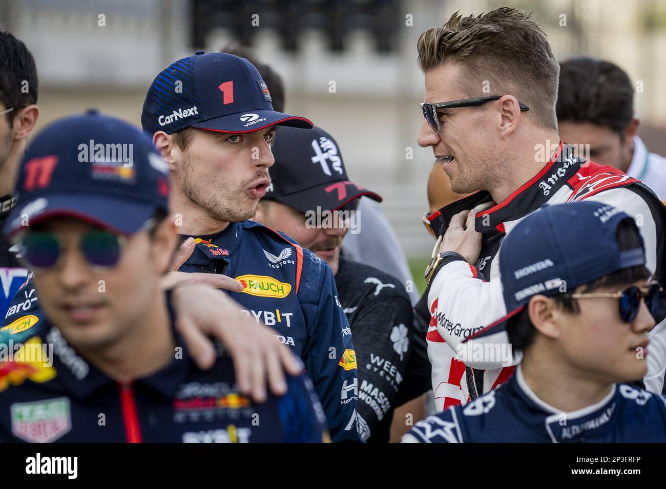 BAHRAIN - Max Verstappen (Red Bull Racing) and Nico Hulkenberg (Haas F1 ...