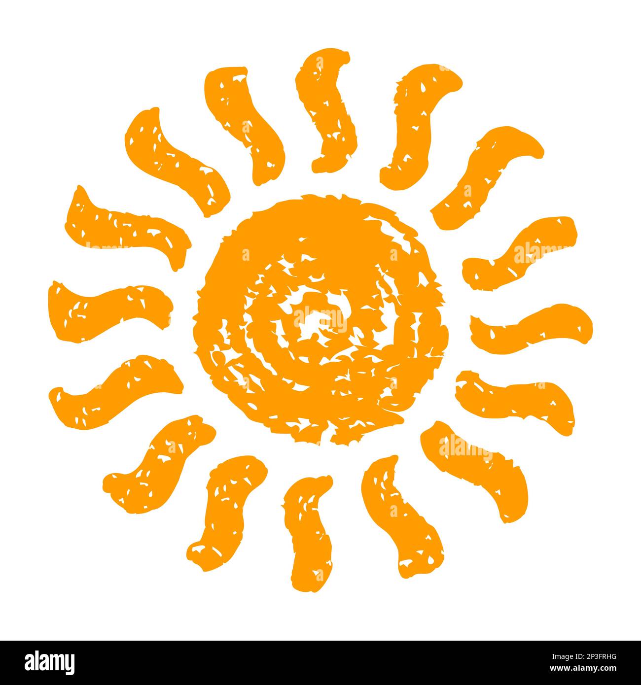 Hand painted sun symbol, hand drawn with crayon Stock Vector Image ...