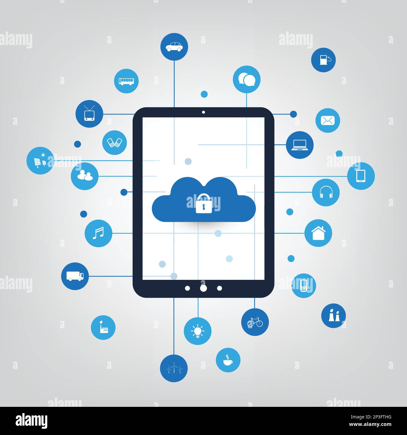 Cloud Computing Design Concept - Digital Network Communication, Smart Technology Background ...
