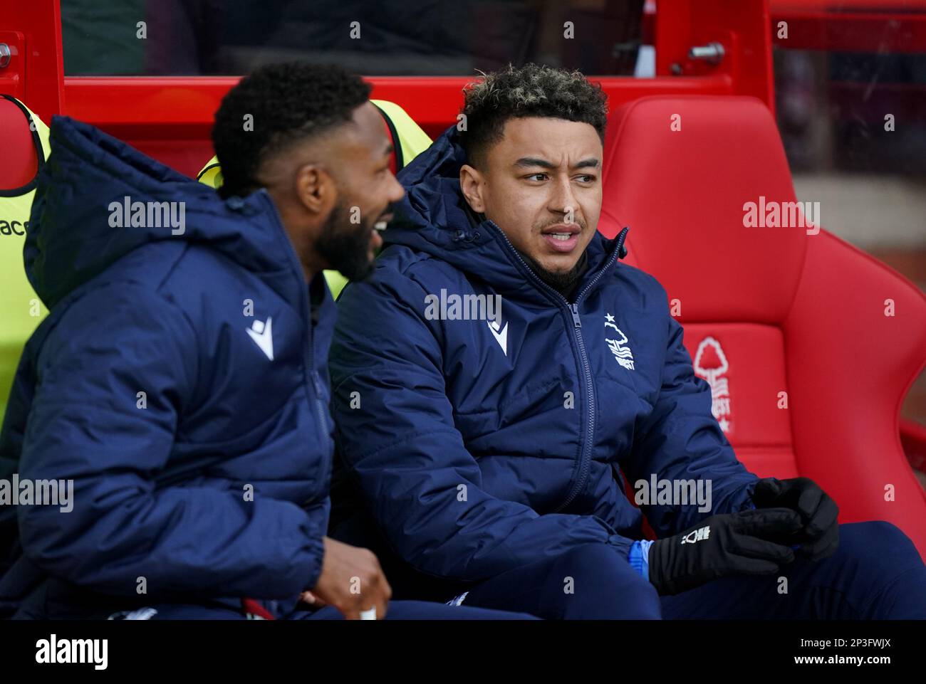 Nottingham Forest's Jesse Lingard on the bench prior to the Premier ...