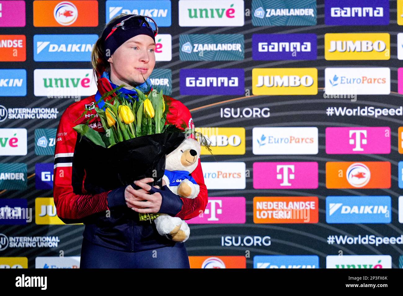 HEERENVEEN,NETHERLANDS - MARCH 5: Ragne Wiklund of Norway winner of the ...