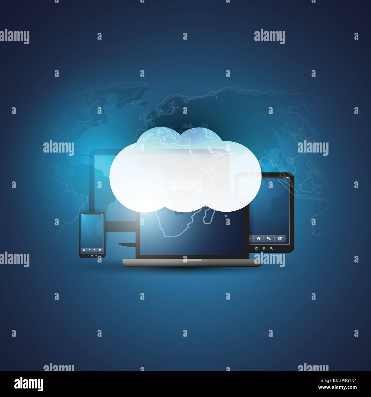 Cloud Computing Design Concept with Mobile Electronic Devices and World ...
