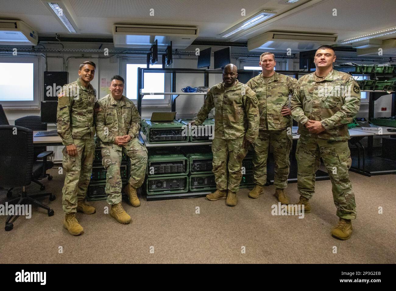 Engineers with the Army Software Factory pose for a photo during a two-week visit to Grafenwoehr ...
