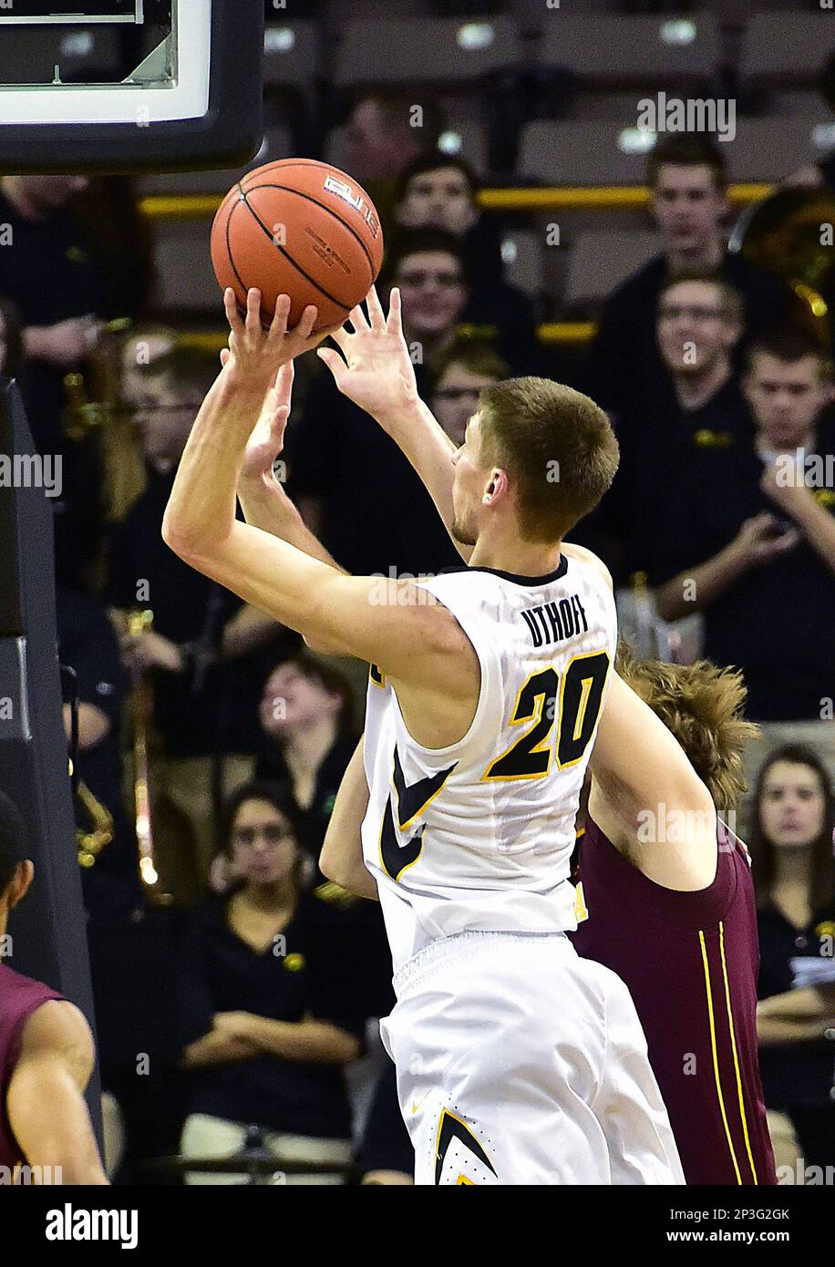 February 12, 2015: Iowa forward Jarrod Uthoff (20) puts up a shot in ...