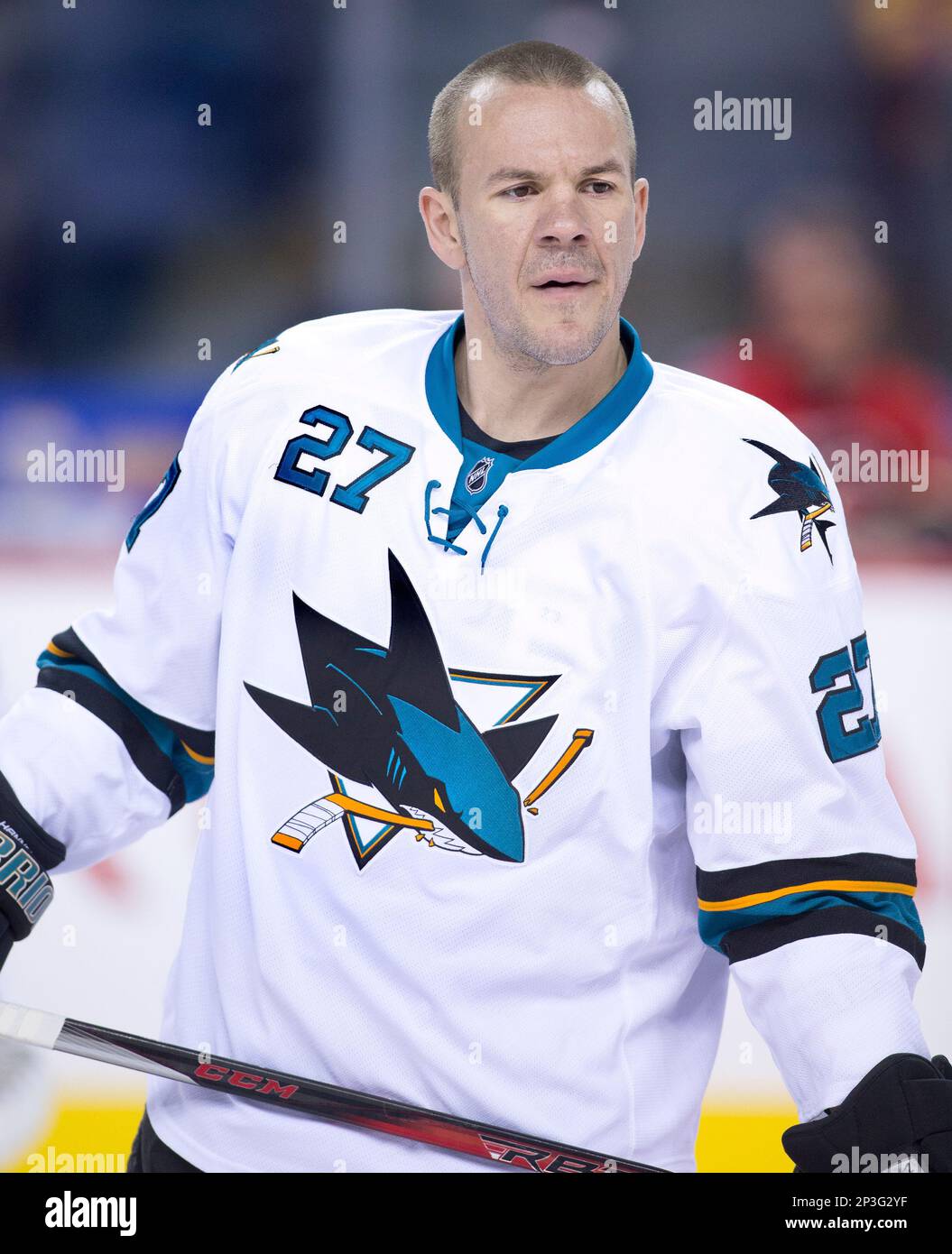 NHL profile photo on San Jose Sharks' Scott Hannan during a game ...