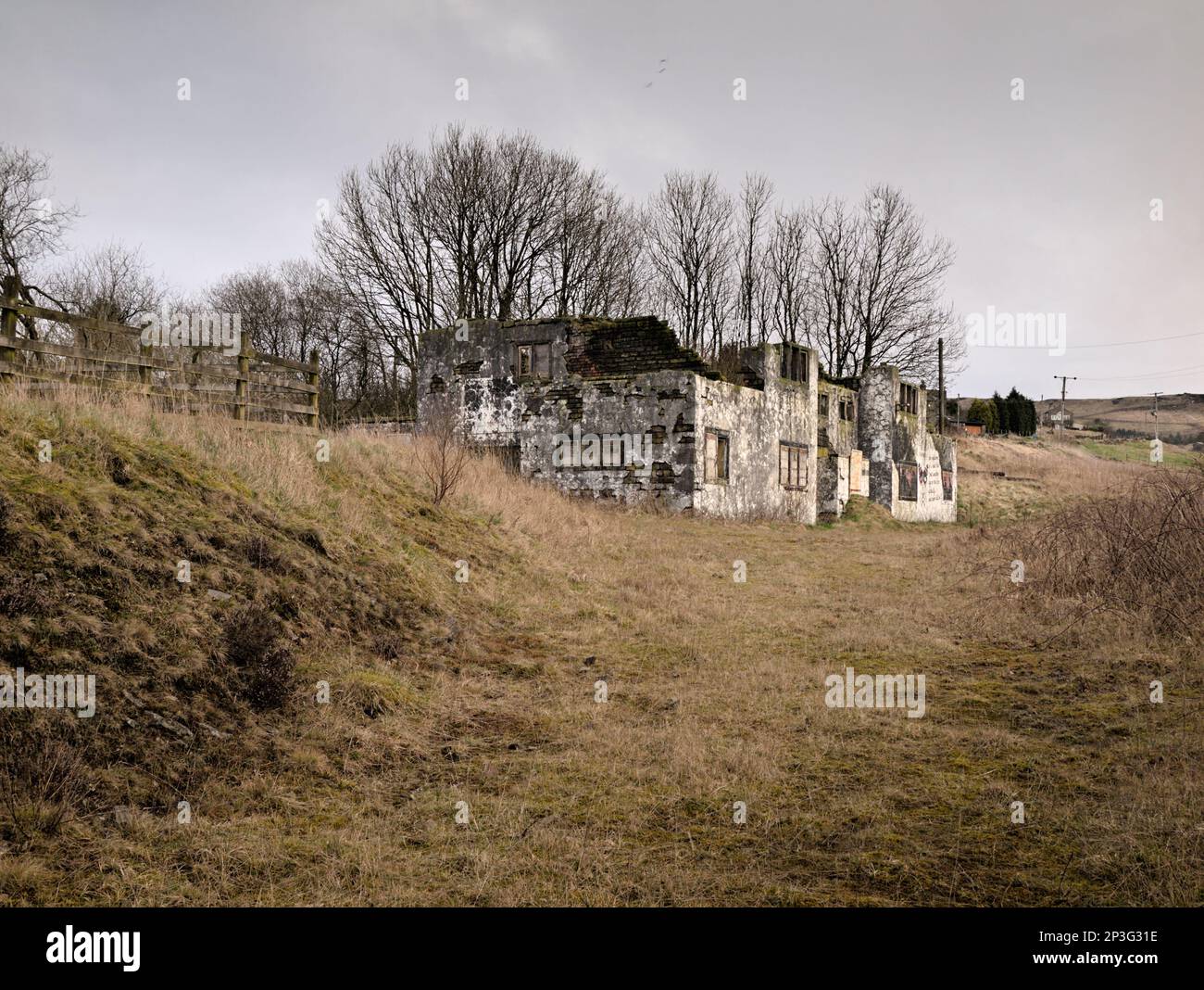 The former Horse and Jockey Pub ruin beside the A62 Huddersfield Road ...