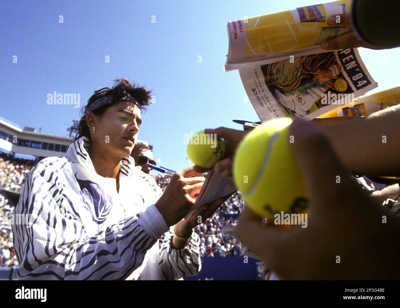 Gabriella Sabatini signs autographs at the U. S. Open, Flushing Meadows ...