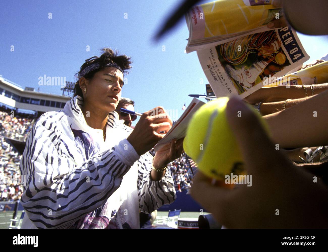 Gabriella Sabatini signs autographs at the U. S. Open, Flushing Meadows ...