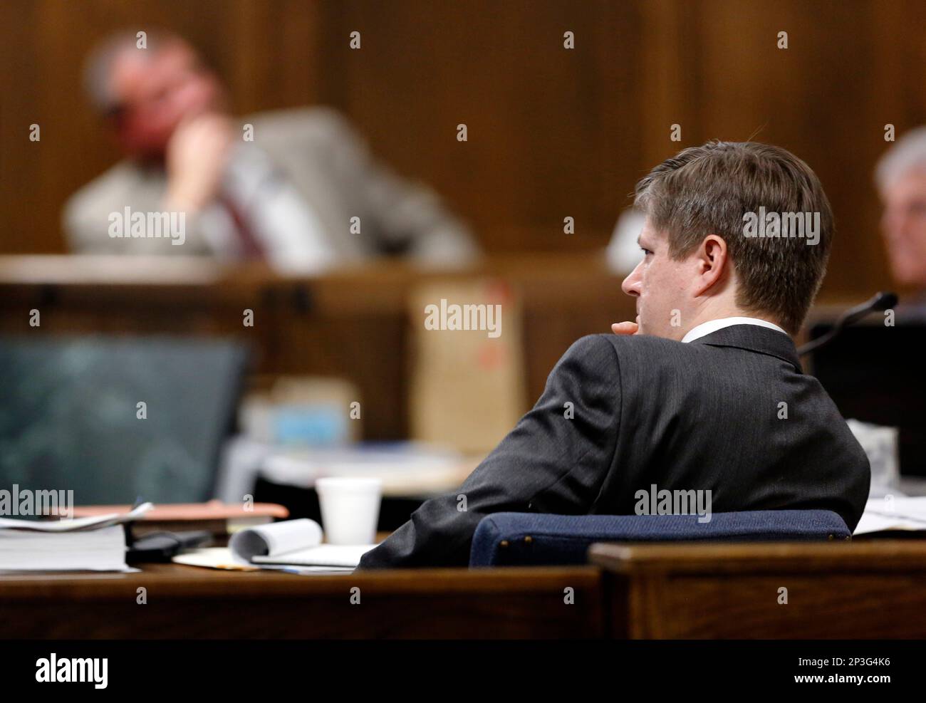Erath County District Attorney Alan Nash watches video of the high ...