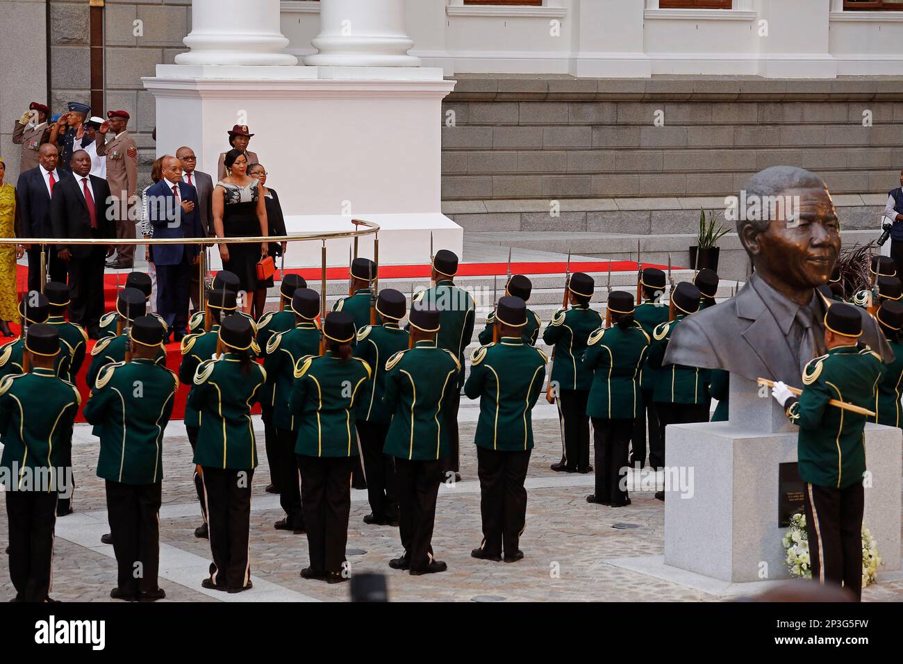 South African President Jacob Zuma, centre podium, at Parliament during ...