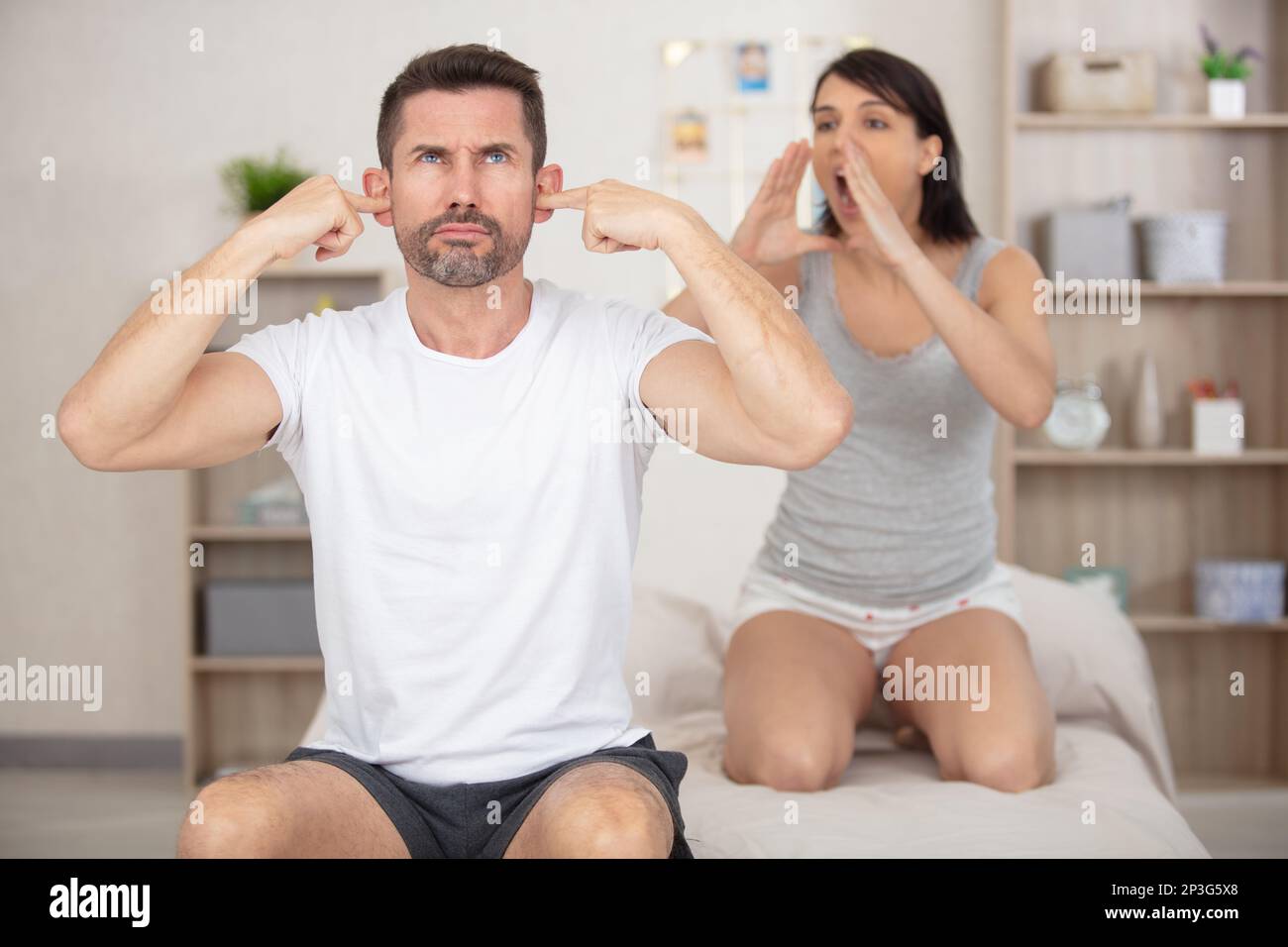 angry girlfriend shouting at boyfriend Stock Photo - Alamy