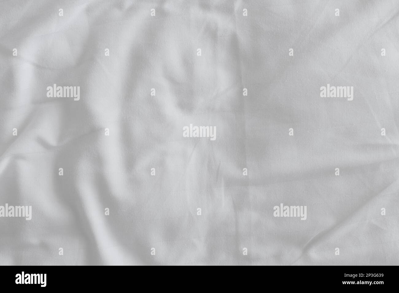 Texture of crumpled white bed sheets as background, top view Stock ...
