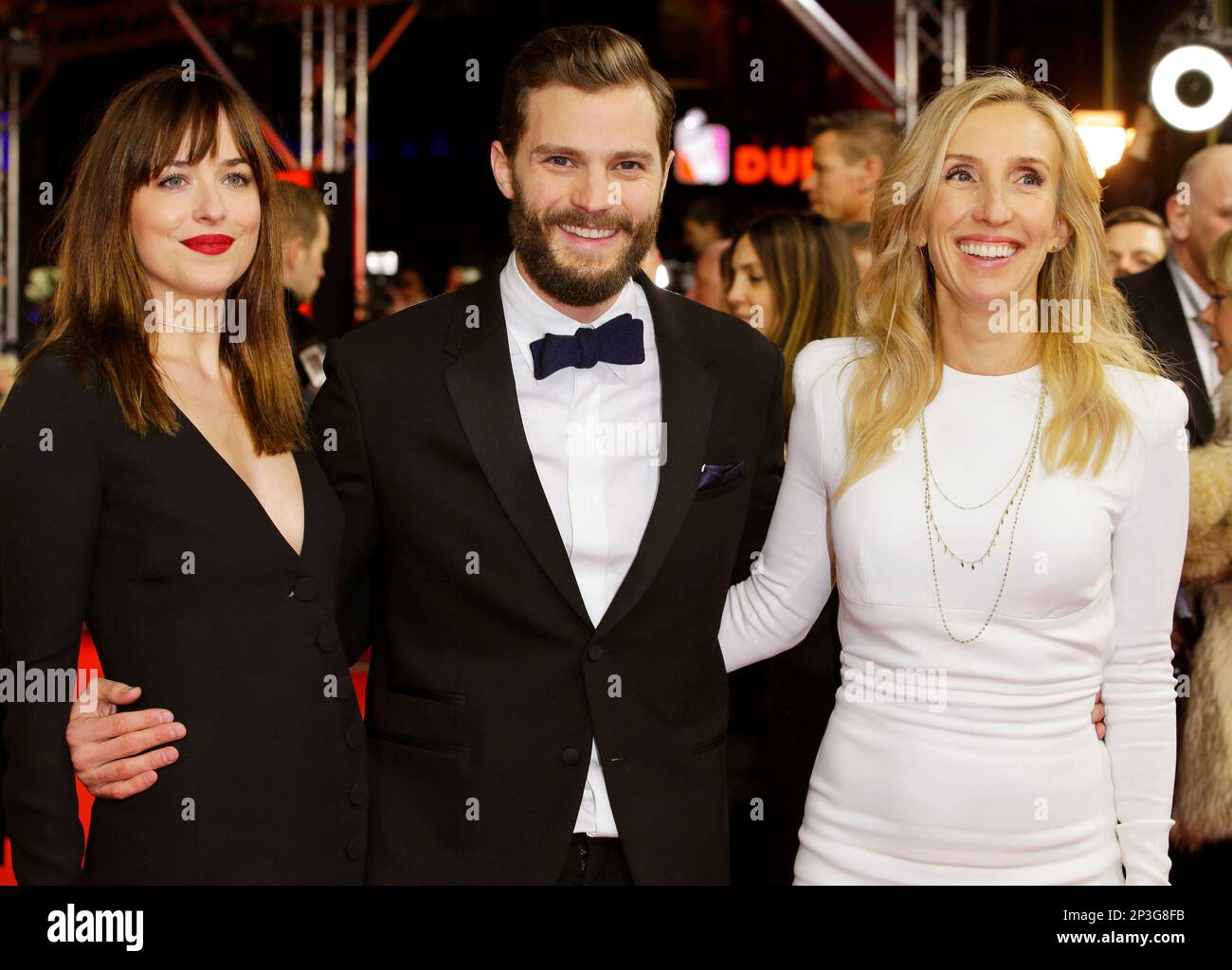 Actress Dakota Johnson, actor Jamie Dornan and director Sam Taylor ...