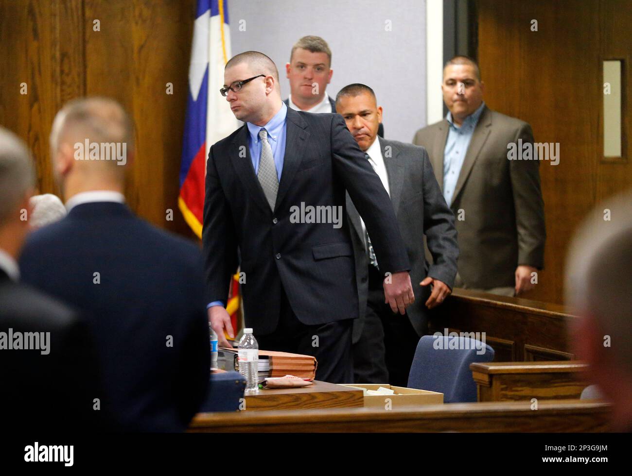 Former Marine Cpl. Eddie Ray Routh, center, arrives in court on the ...