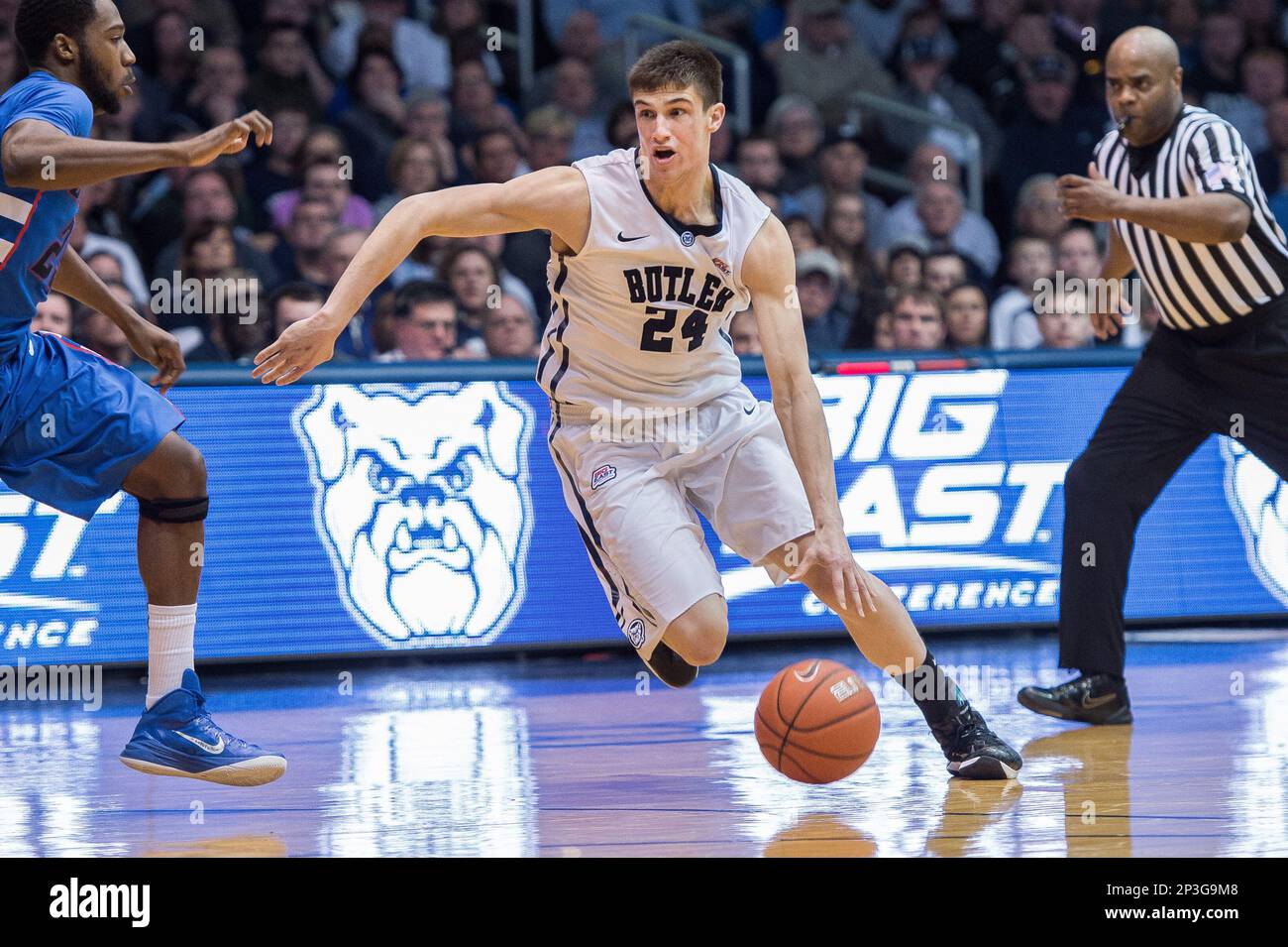 February 7, 2015: Butler Bulldogs guard Kellen Dunham (24) drives into ...
