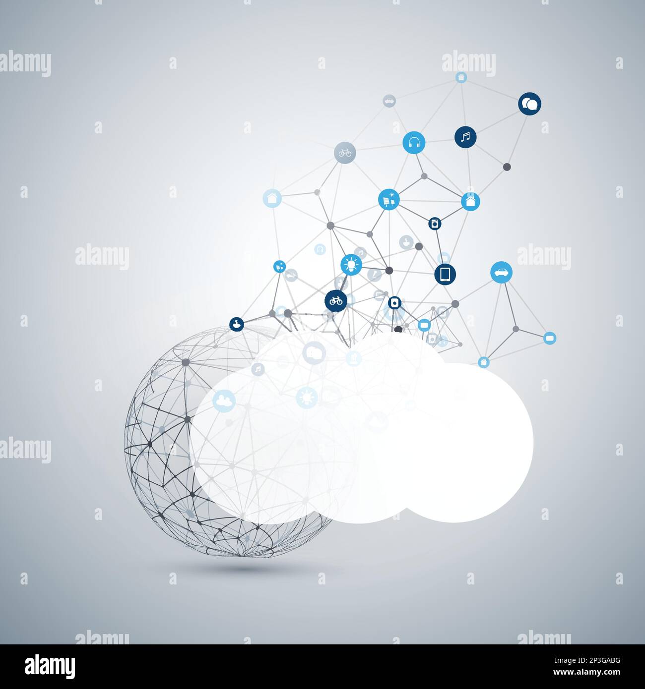 Internet of Things, Cloud Computing Design Concept with Icons - Digital Network Connections ...
