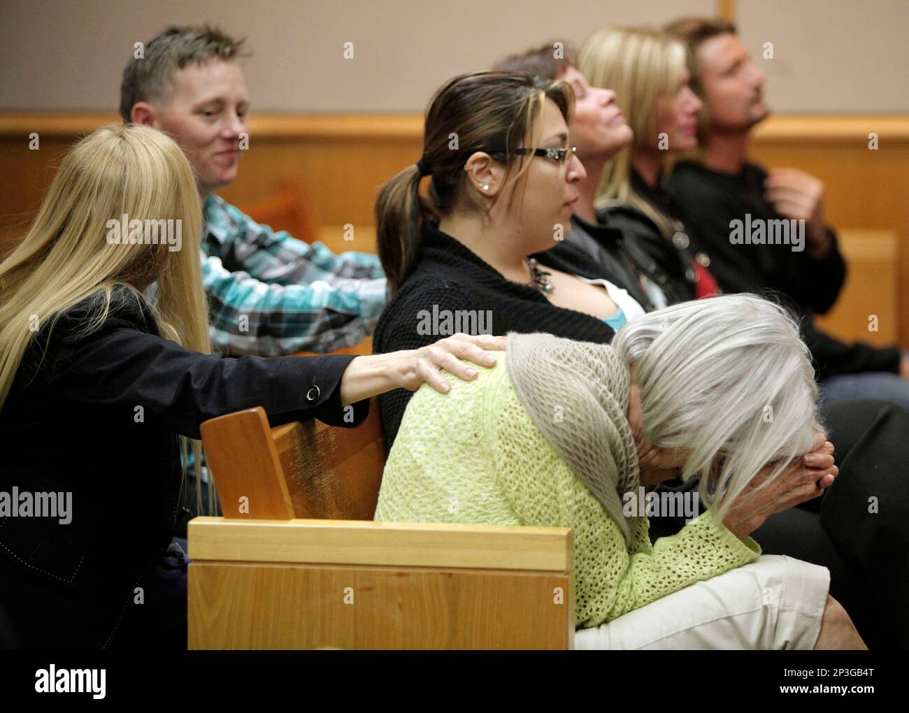 Phyllis Karakash, left, reacts as Kevin Kyne is declared not guilty of ...
