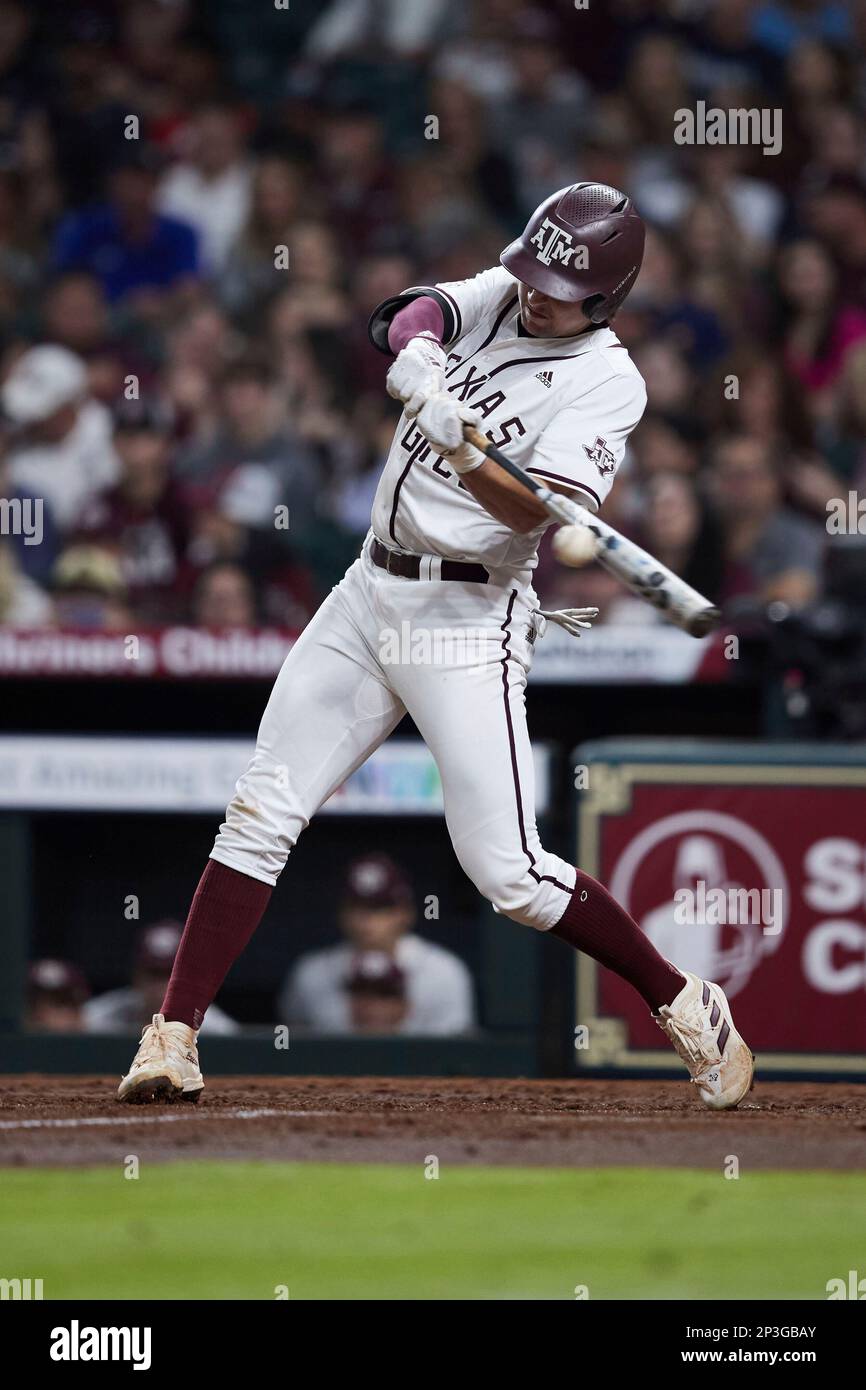 Kaeden Kent (3) of the Texas A&M Aggies at bat against the Rice Owls ...