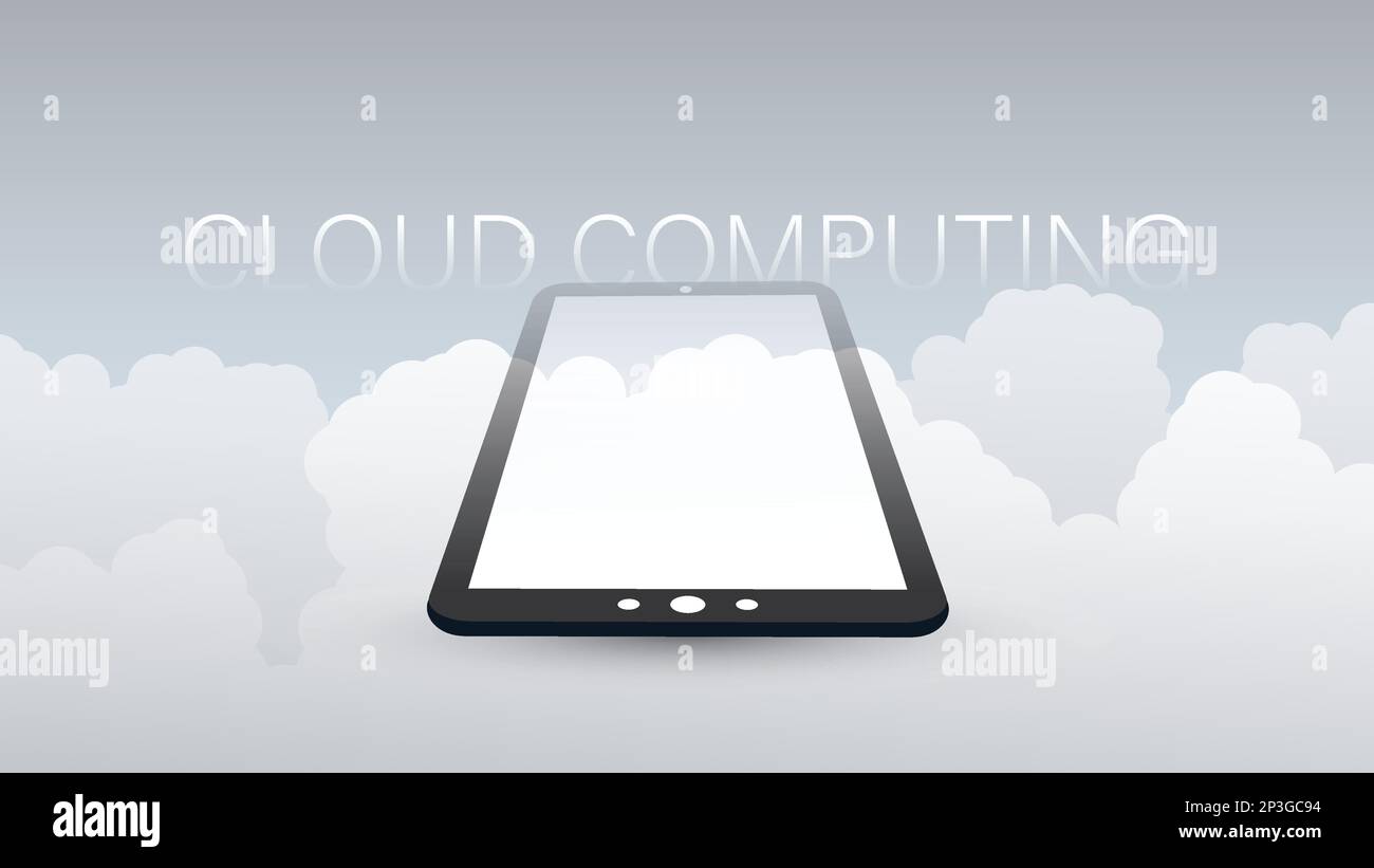 Cloud Computing Design Concept With Tablet Pc And Clouds Digital Network Communication