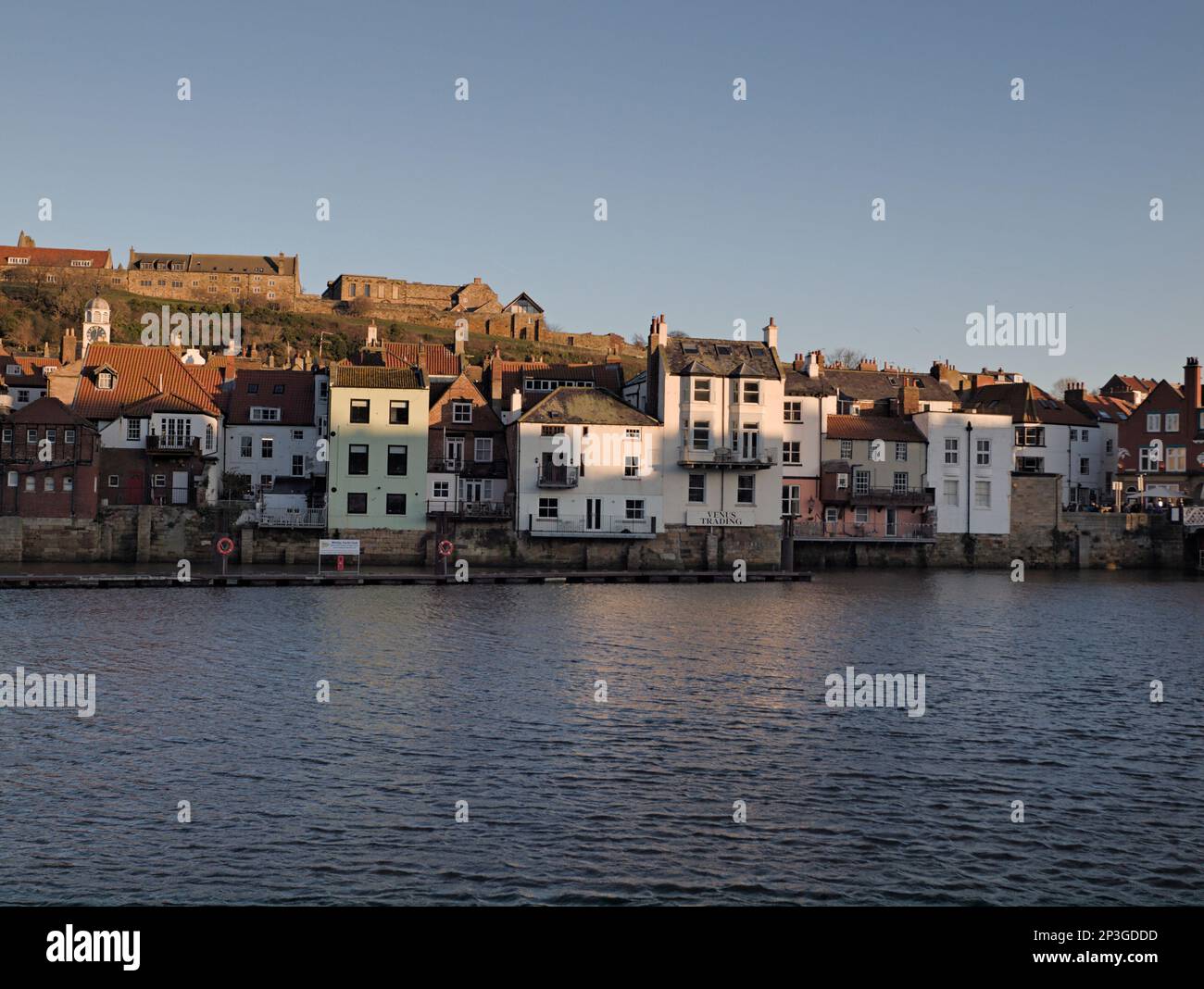 Buildings on the east side of the harbour at Whitby, North Yorkshire ...