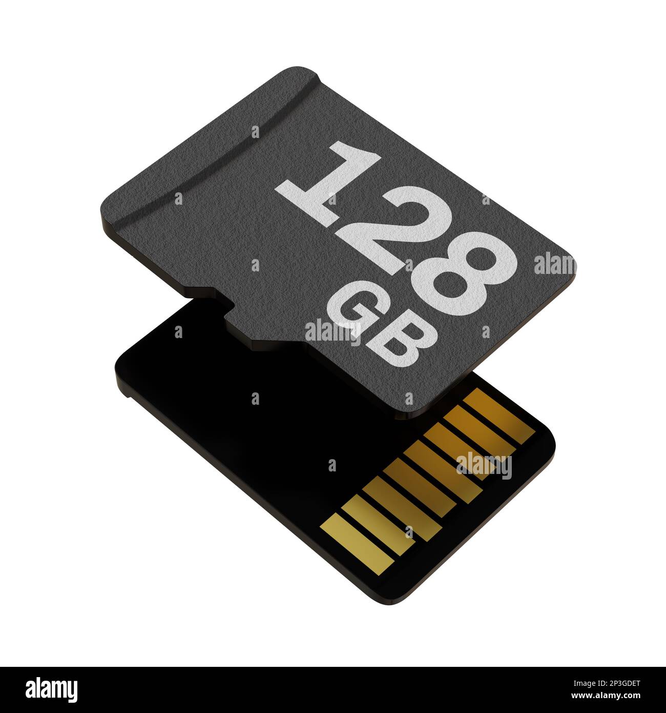 Memory card with 128 GB capacity, MicroSD flash storage disc isolated ...