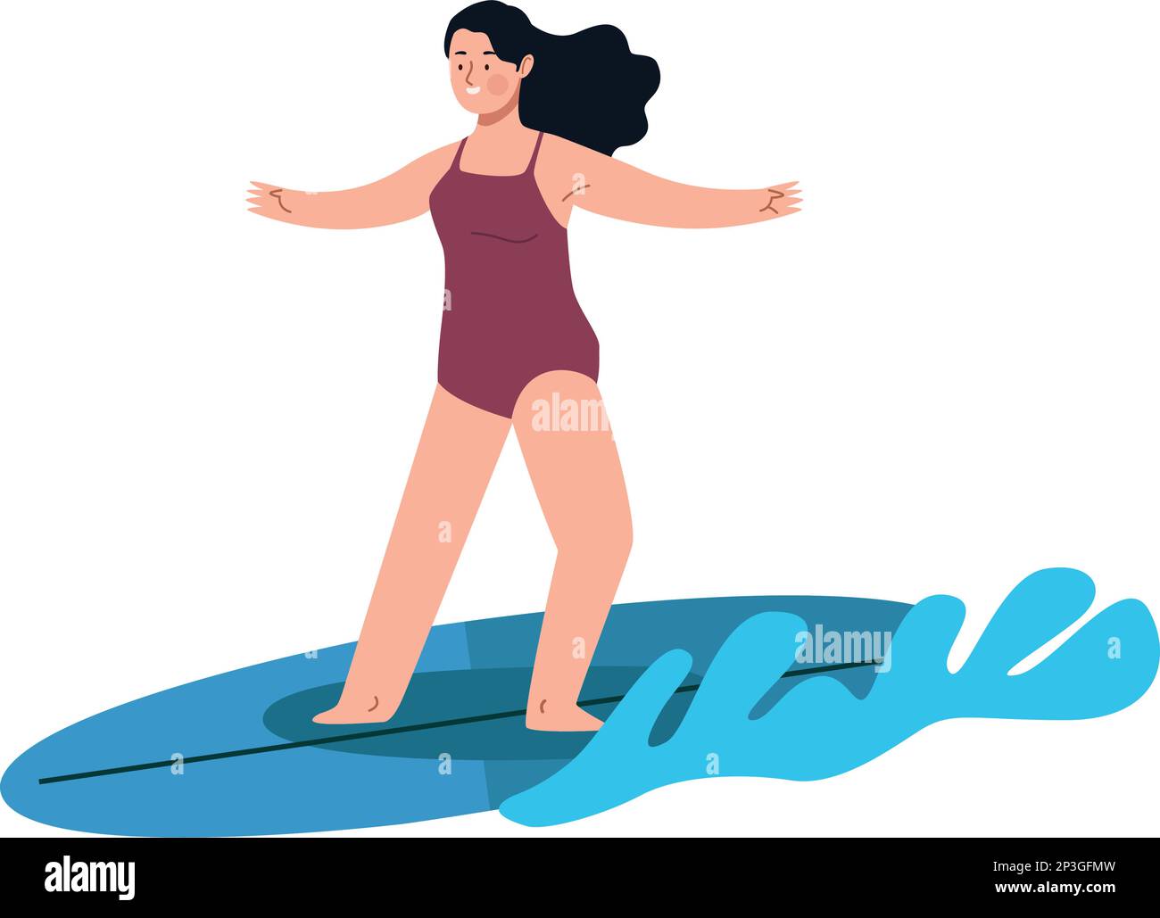Girl surfing wave Stock Vector Images - Alamy