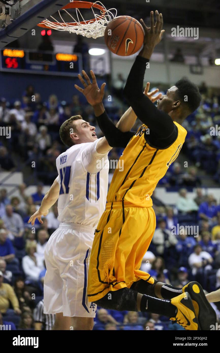 February 7, 2015: Air Force Center Zach Moer (41) blocks a shot by ...
