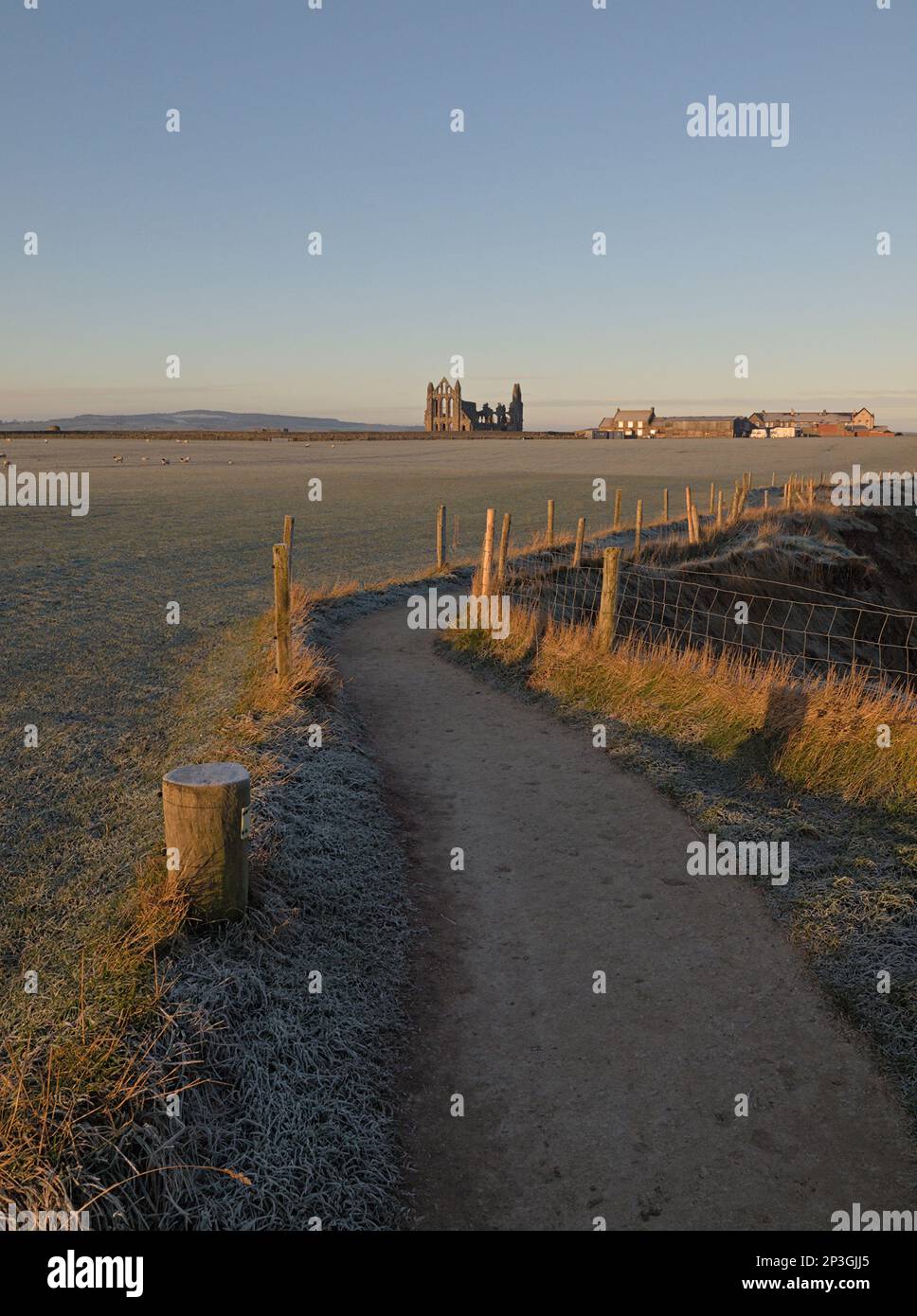 Whitby Abbey from the Cleveland Way path, Abbey Plain to Saltwick Bay ...