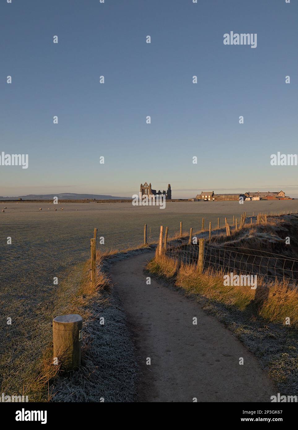 Whitby Abbey from the Cleveland Way path, Abbey Plain to Saltwick Bay ...