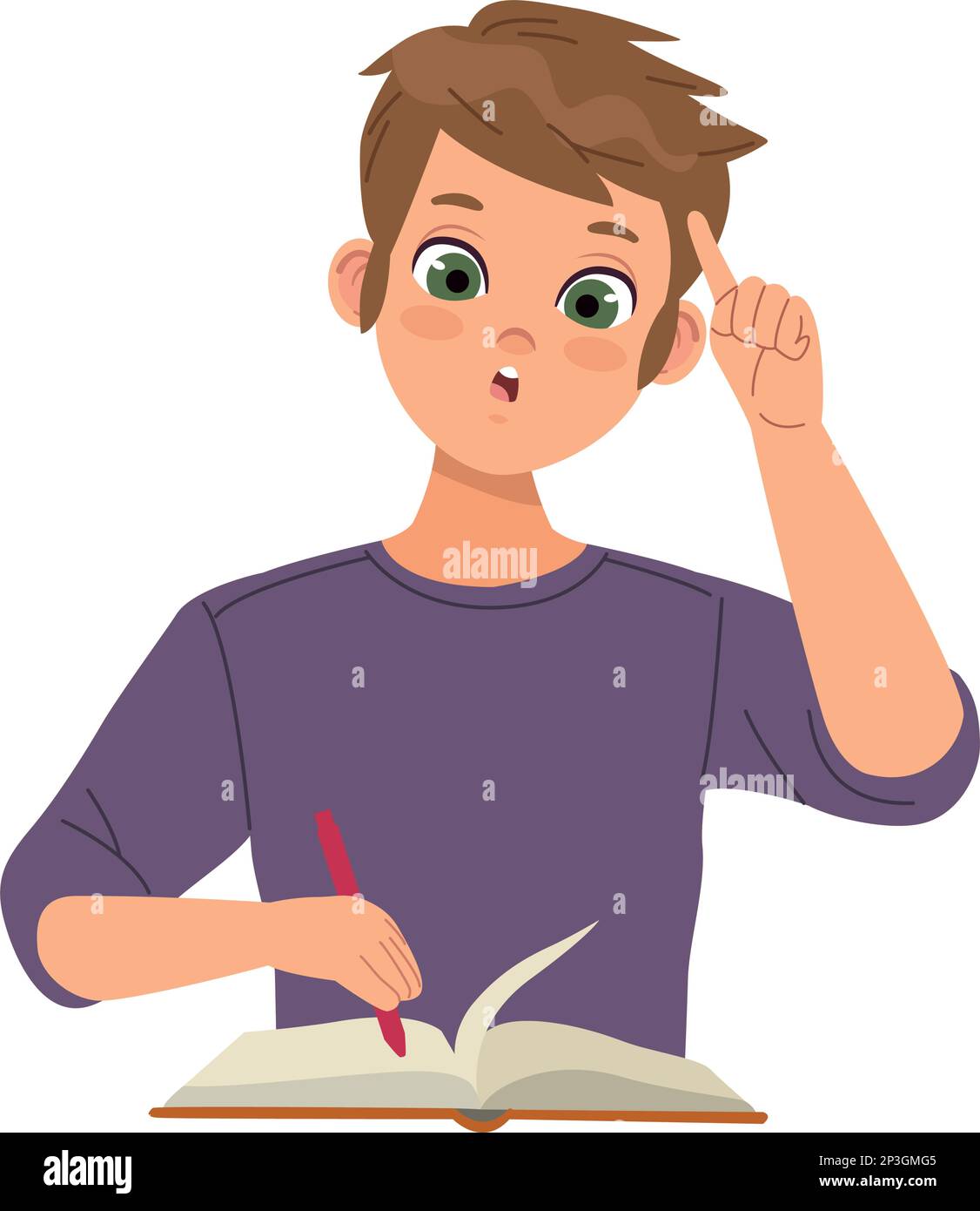 Teen boy writing book Stock Vector Images - Alamy