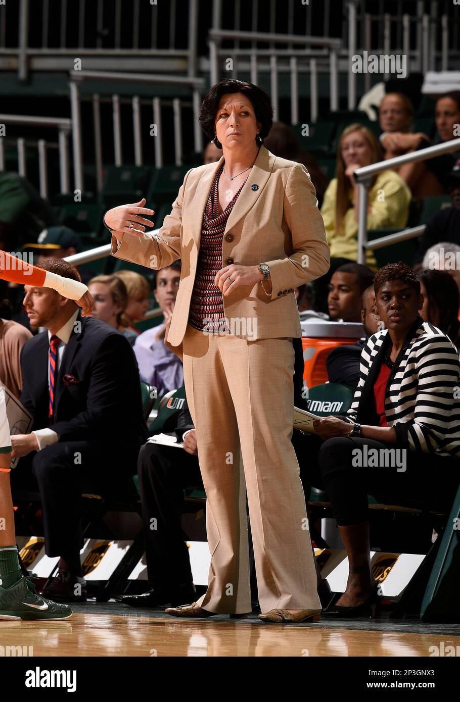 05 February 2015: University of Miami Head Coach Katie Meier during the ...