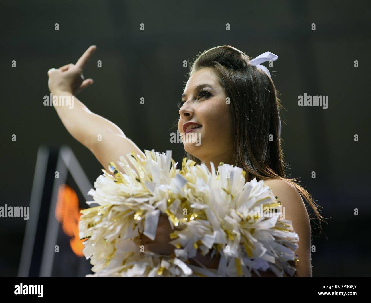 A cheerleader of South Florida dances for fans during play against ...