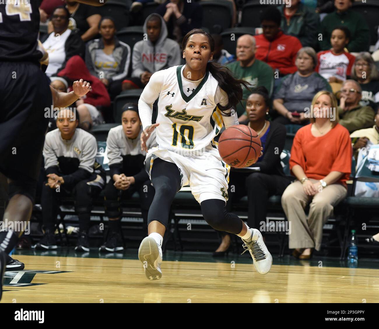 Guard Courtney Williams (10) of South Florida drives up court against ...