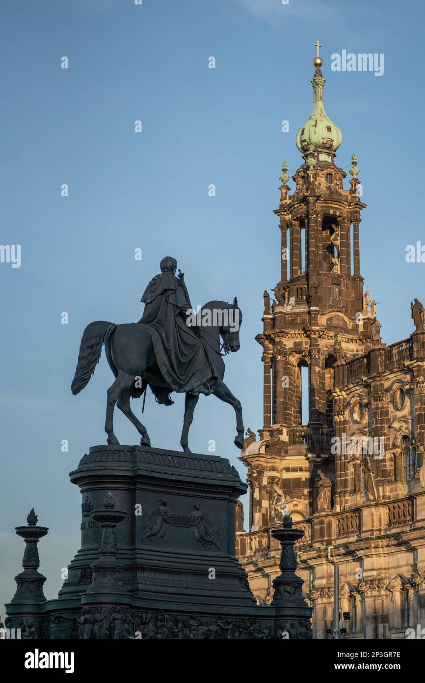 King Johann of Saxony Statue at Theaterplatz and Catholic Cathedral ...