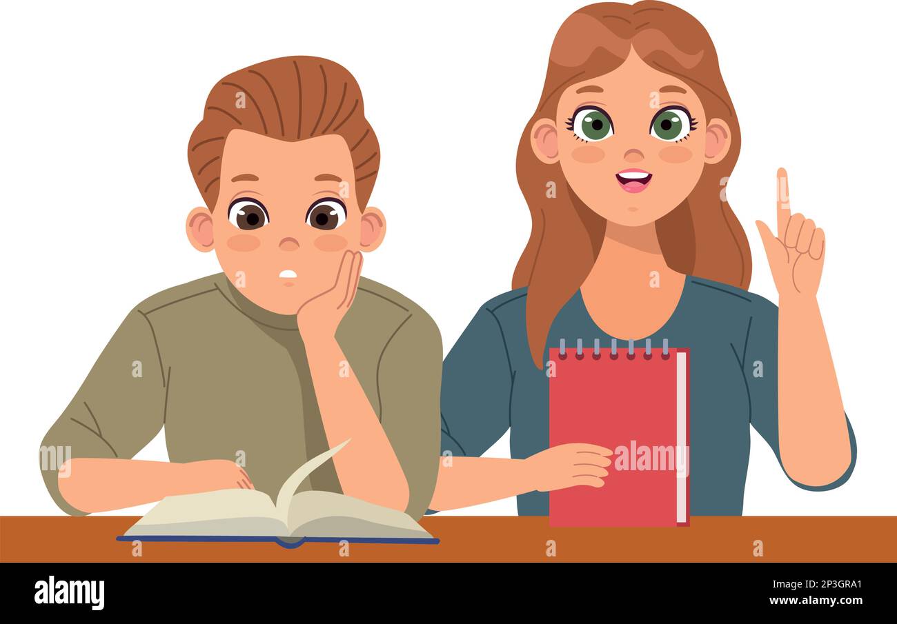 young students couple studying Stock Vector Image & Art - Alamy