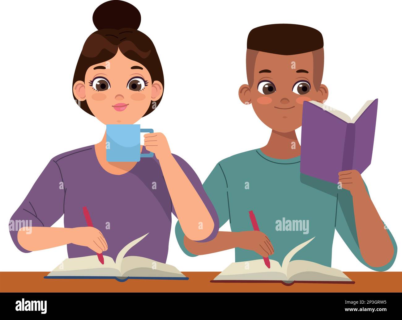 interracial students couple studying Stock Vector Image & Art - Alamy