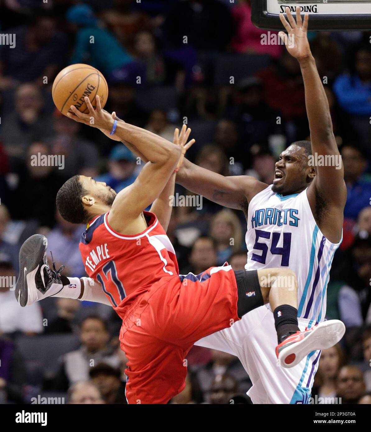 Charlotte Hornets' Jason Maxiell (54) blocks a shot by Washington ...