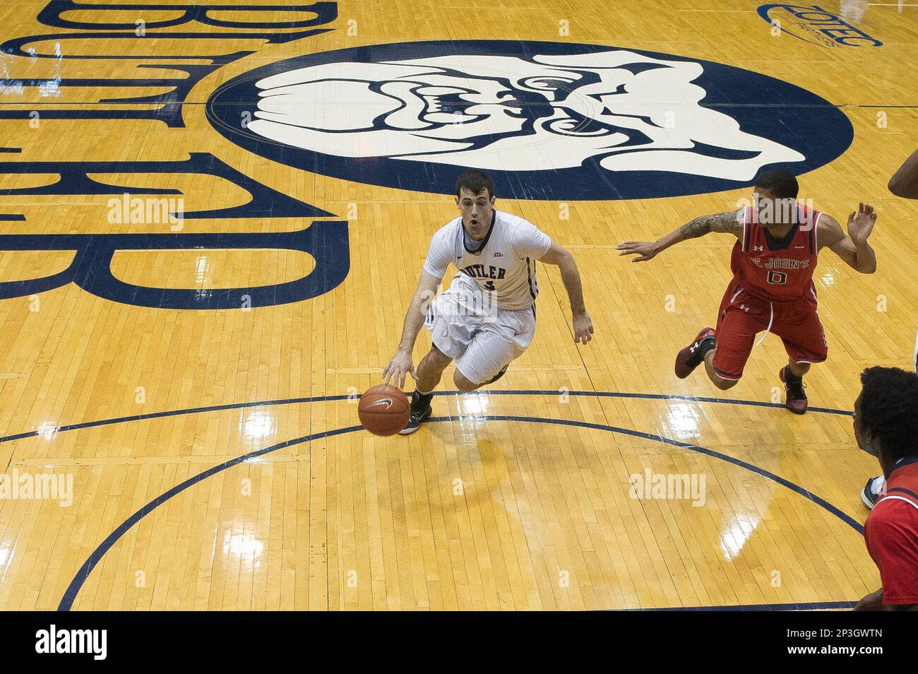 February 3, 2015: Butler Bulldogs guard Alex Barlow (3) drives by St ...