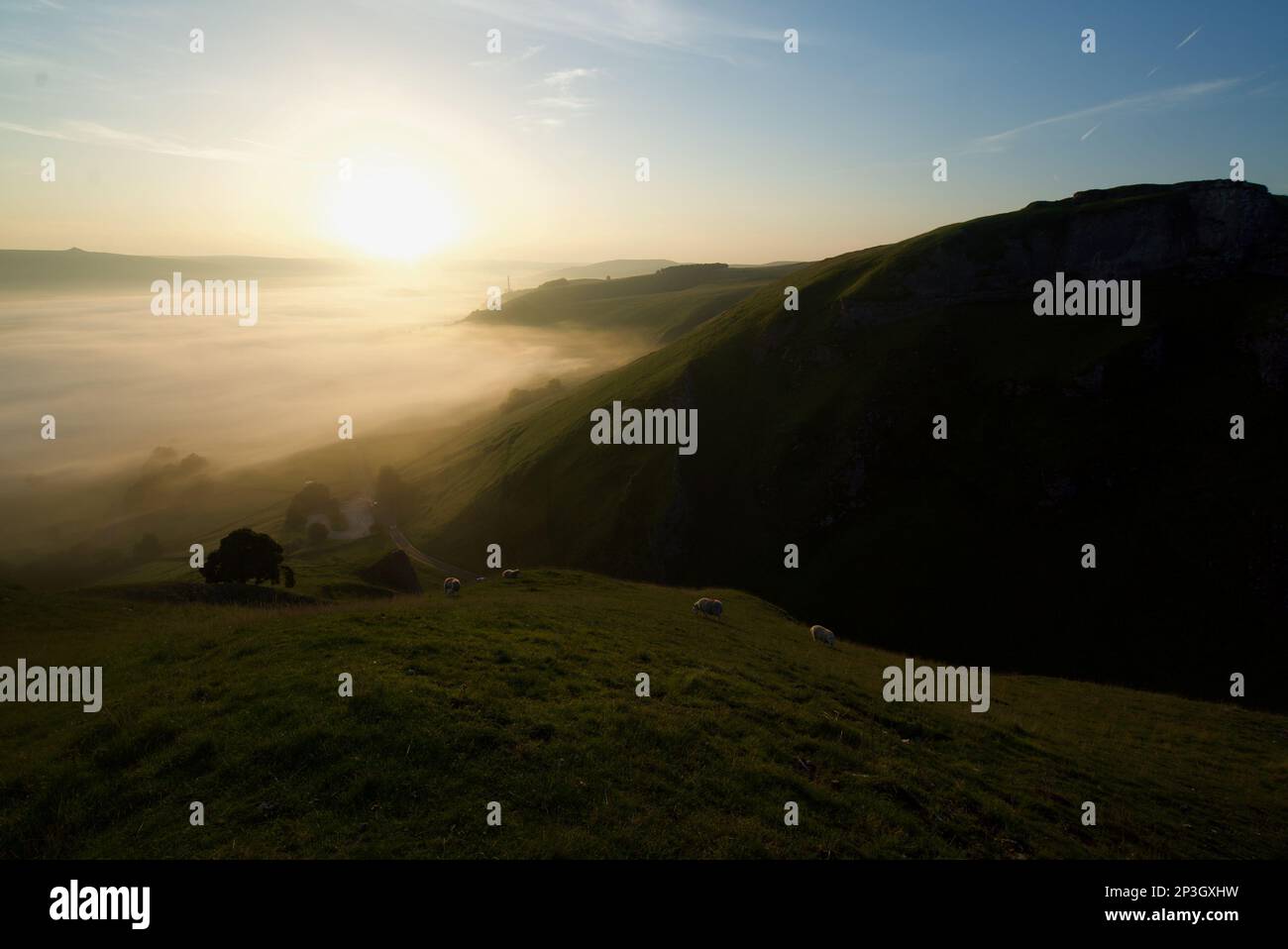 Cloud Inversion seen during sunrise over Castleton- from Winnat's Pass ...