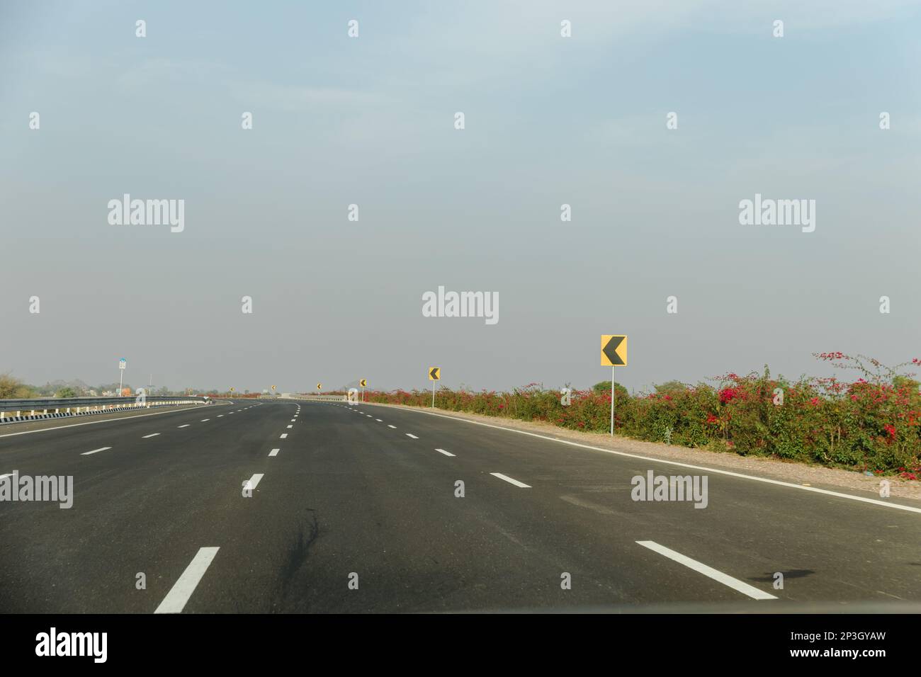 India's Delhi-Mumbai Expressway with mountain and greenery views on ...
