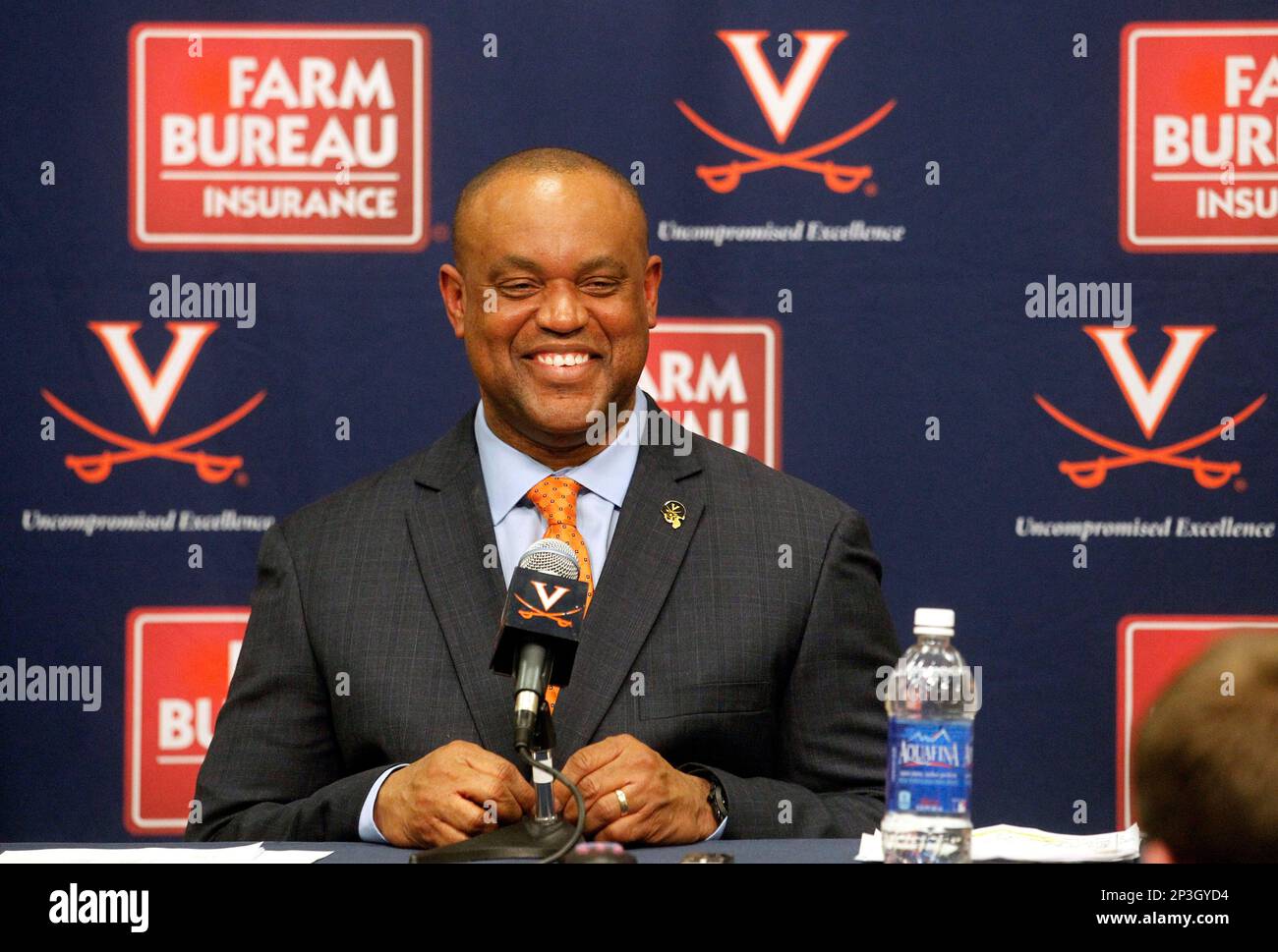 University of Virginia head coach Mike London talks with the media ...