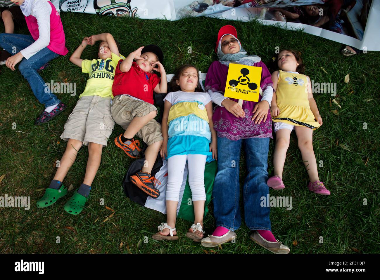 UNITED STATES - SEPTEMBER 09: Children play dead as a form of protest ...