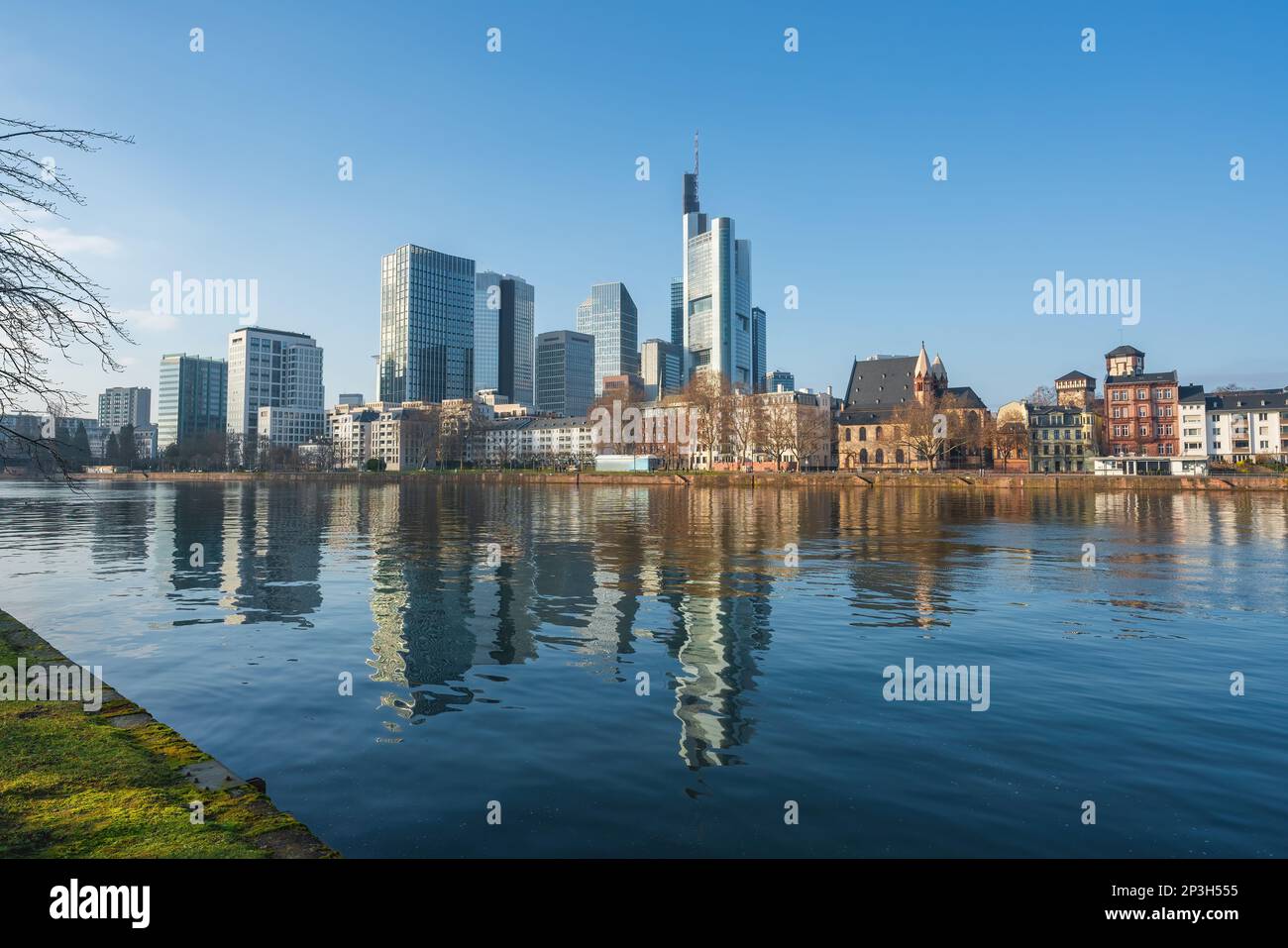 Frankfurt skyline with Main River and Skyscraper buildings - Frankfurt ...